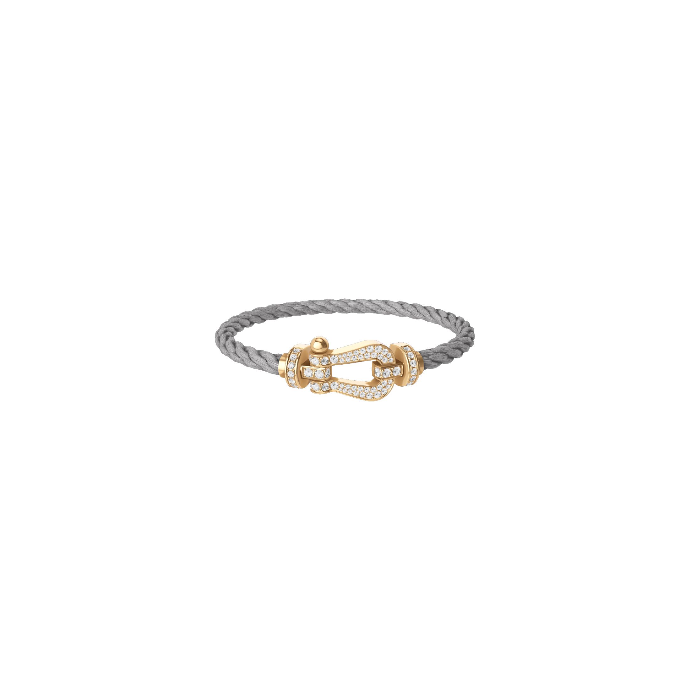 FRED Force 10 bracelet yellow gold diamond-paved steel cable | Lepage