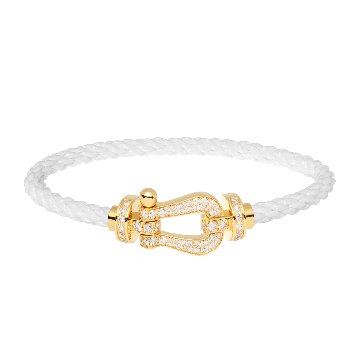 FRED Force 10 bracelet yellow gold diamond-paved white cable | Lepage