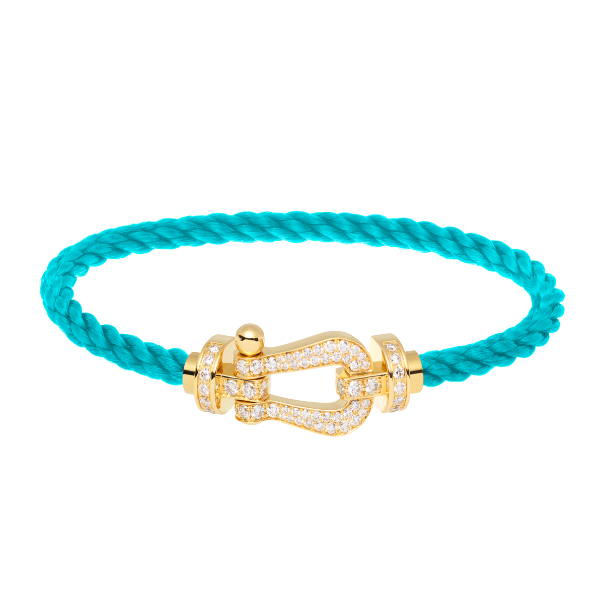 FRED Force 10 bracelet yellow gold diamond-paved turquoise cable | Lepage