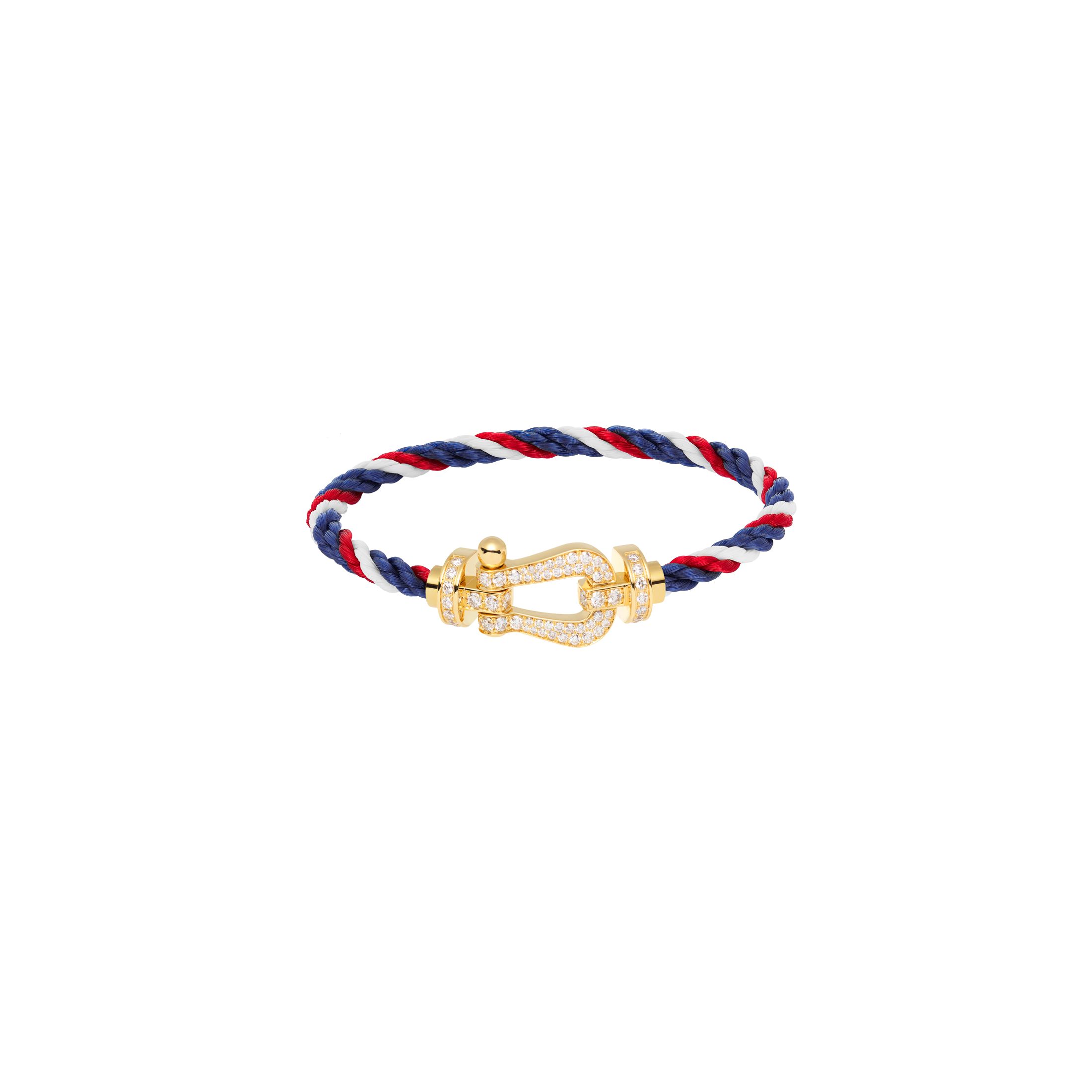 FRED Force 10 bracelet yellow gold diamond-paved blue-white-red cable ...