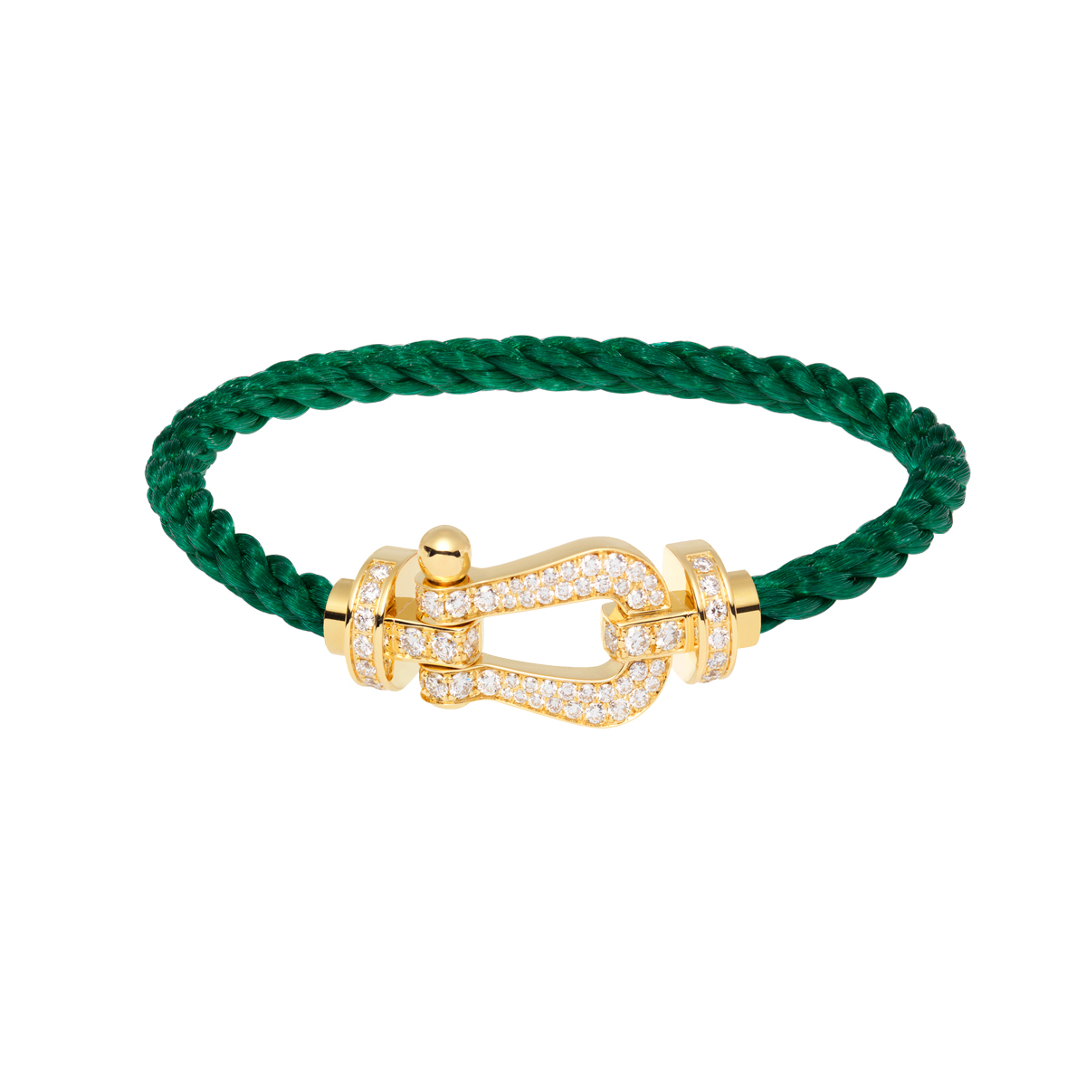 FRED Force 10 bracelet yellow gold diamond-paved emerald green cable ...