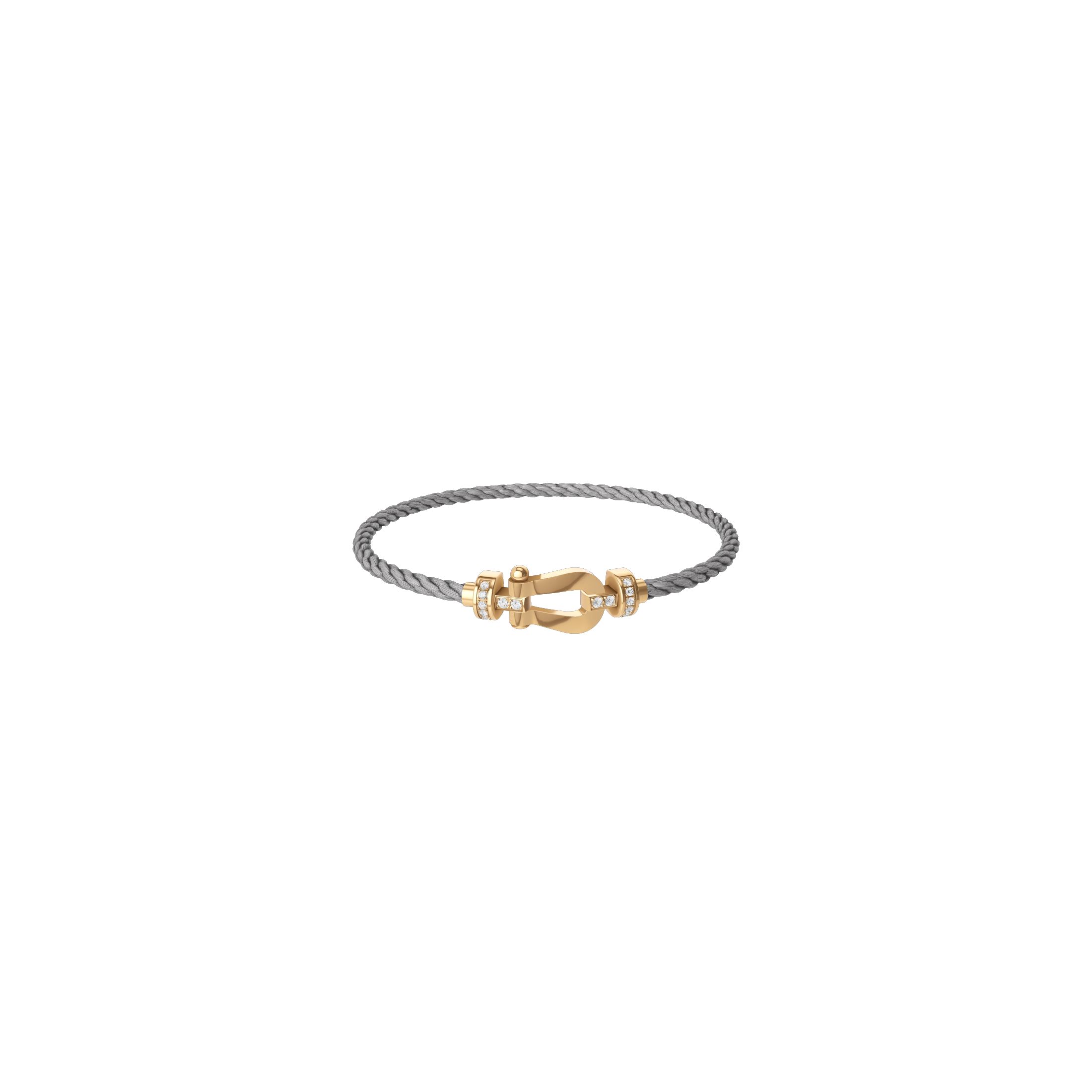 Fred Force 10 bracelet medium model in yellow gold, diamonds and steel ...