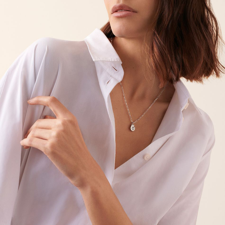 Menottes dinh van R10 necklace in white gold and diamonds - Lepage