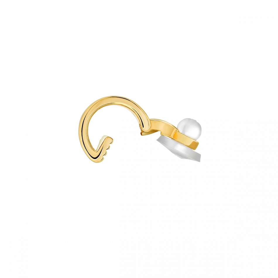 Pulse dinh van ear clip yellow gold and diamonds - Lepage