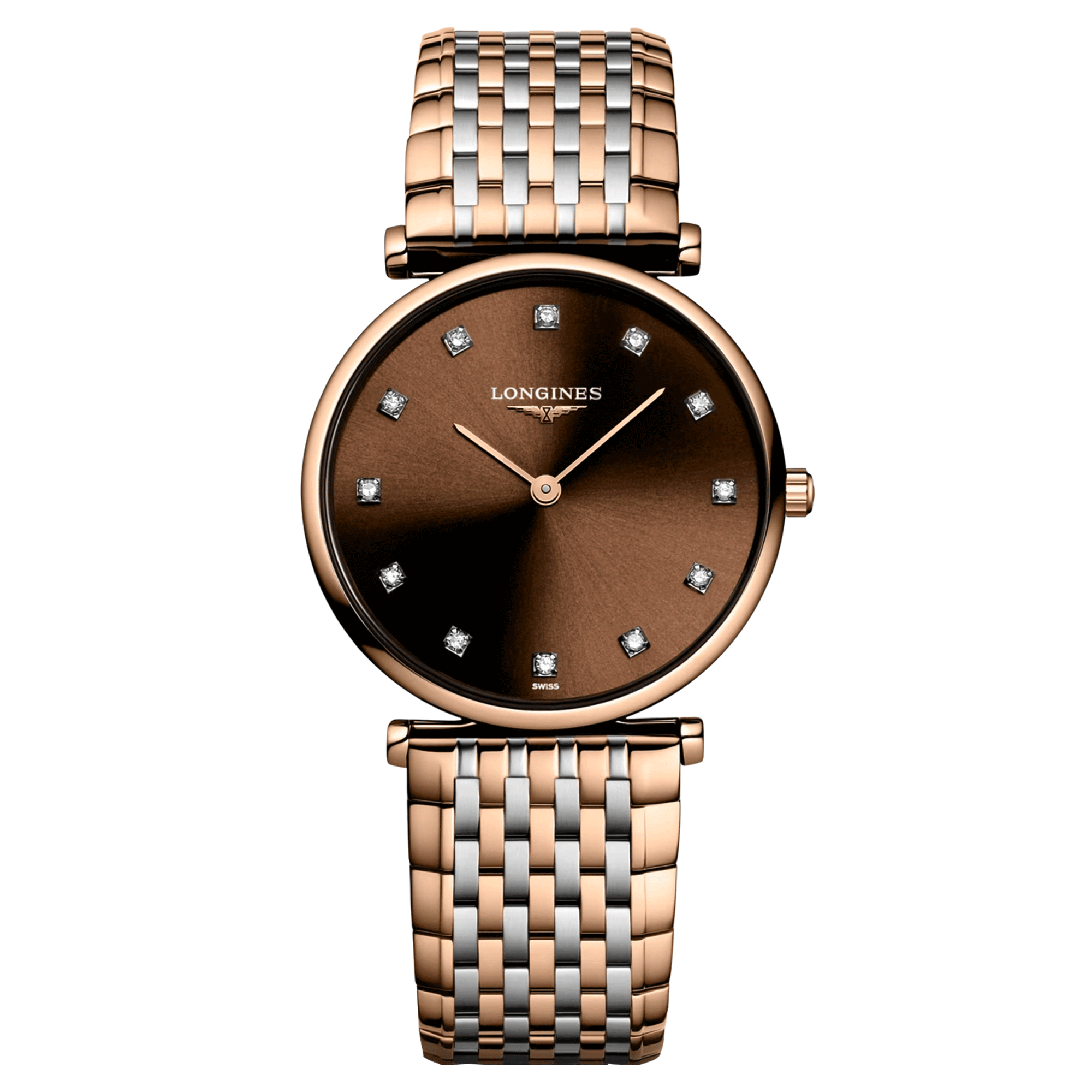 Longines Grande Classique chocolate quartz watch with two-tone 29mm ...