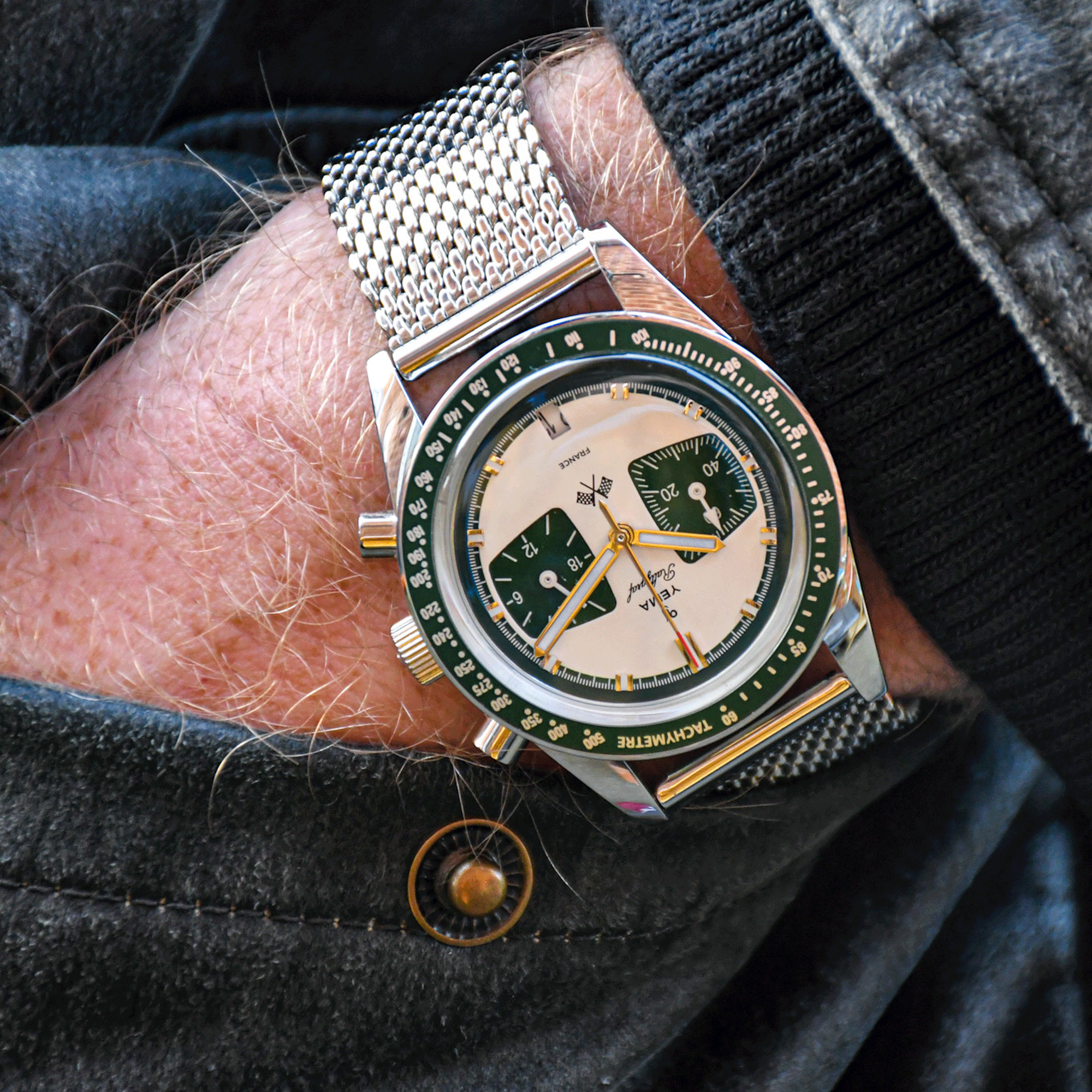 Yema Rallygraf Meca-Quartz steel green Watch YMHF1580-ZM - Lepage