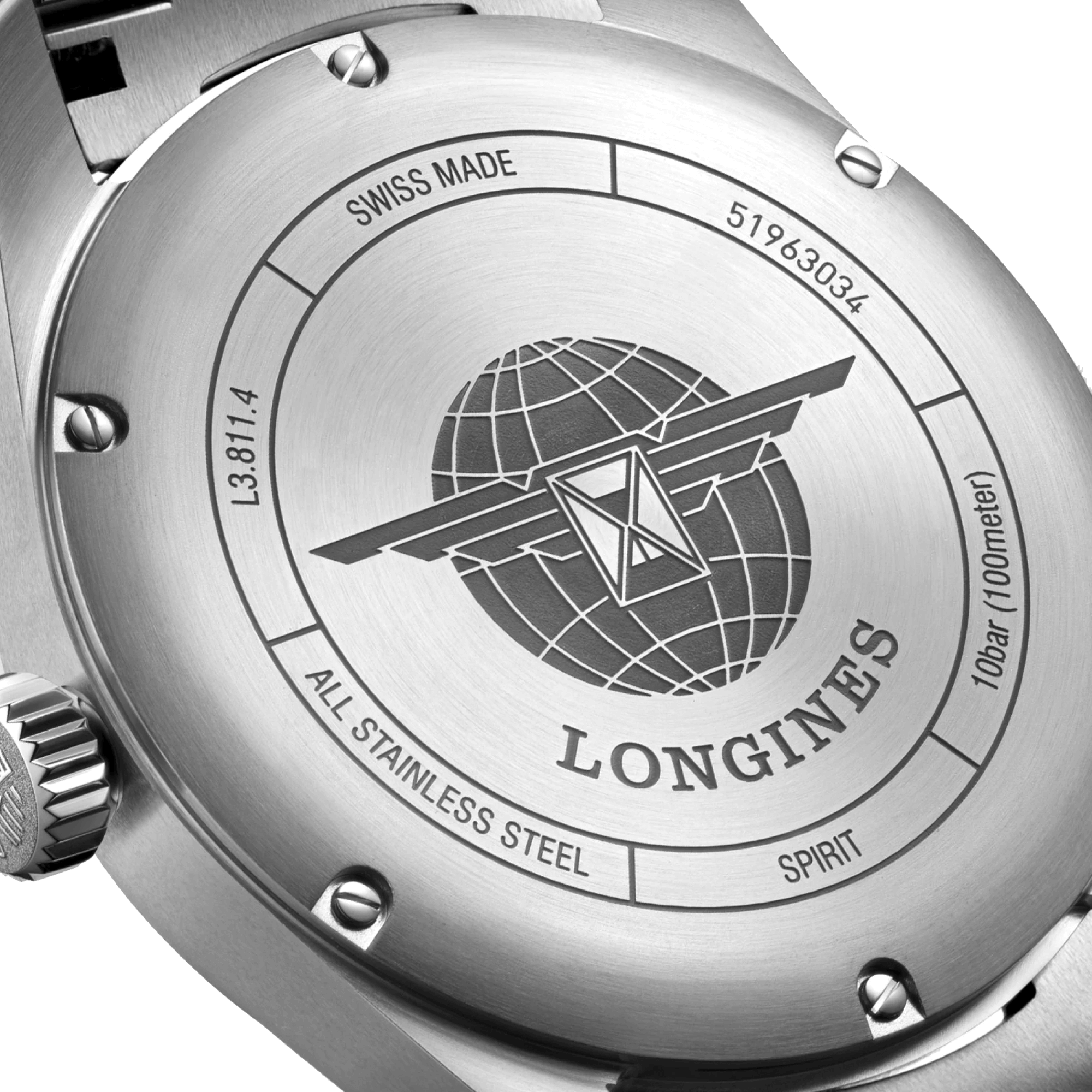 Montre Longines Spirit automatique cadran noir bracelet acier 42 mm