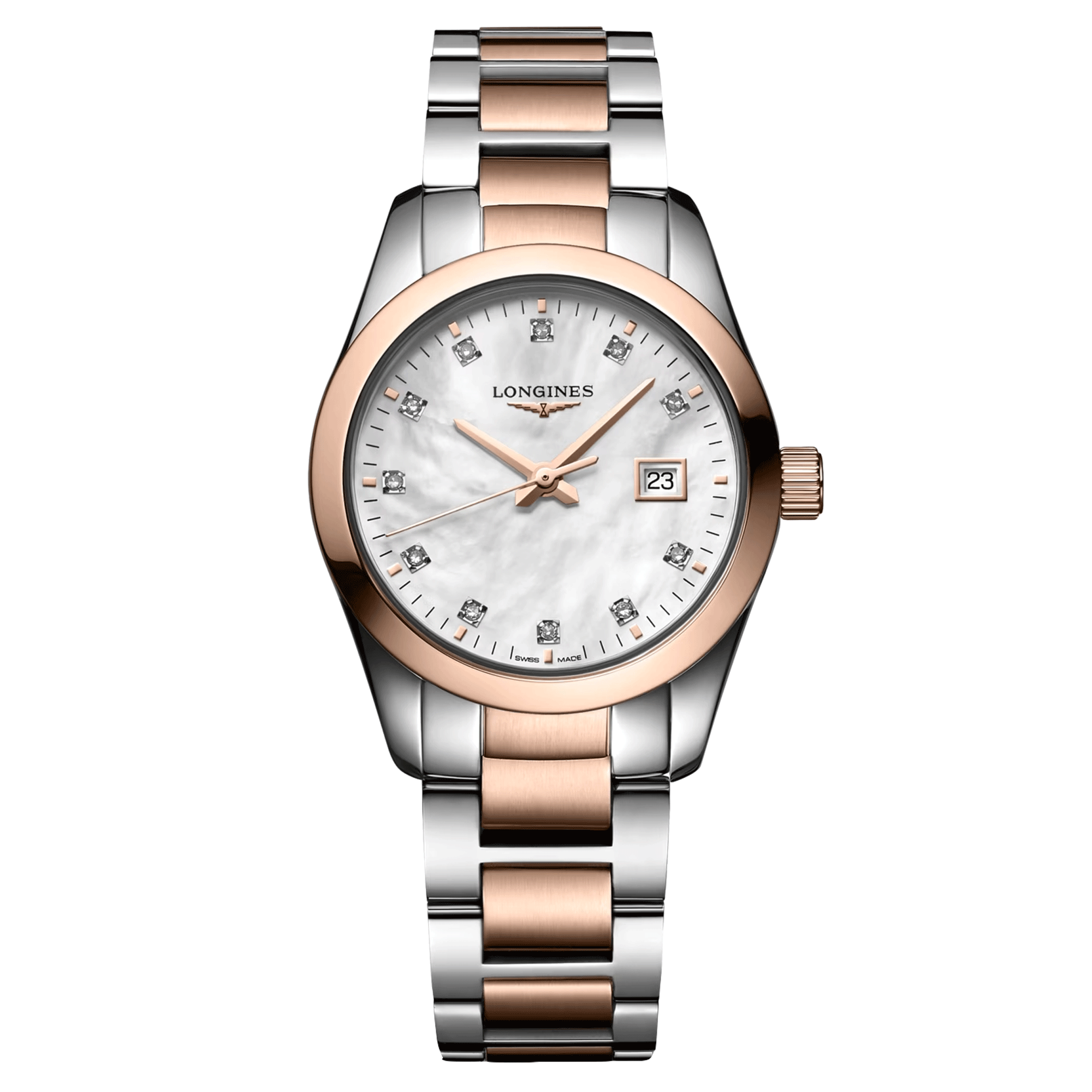 Montre Longines Conquest Classic quartz nacre bracelet bicolore 29,5mm