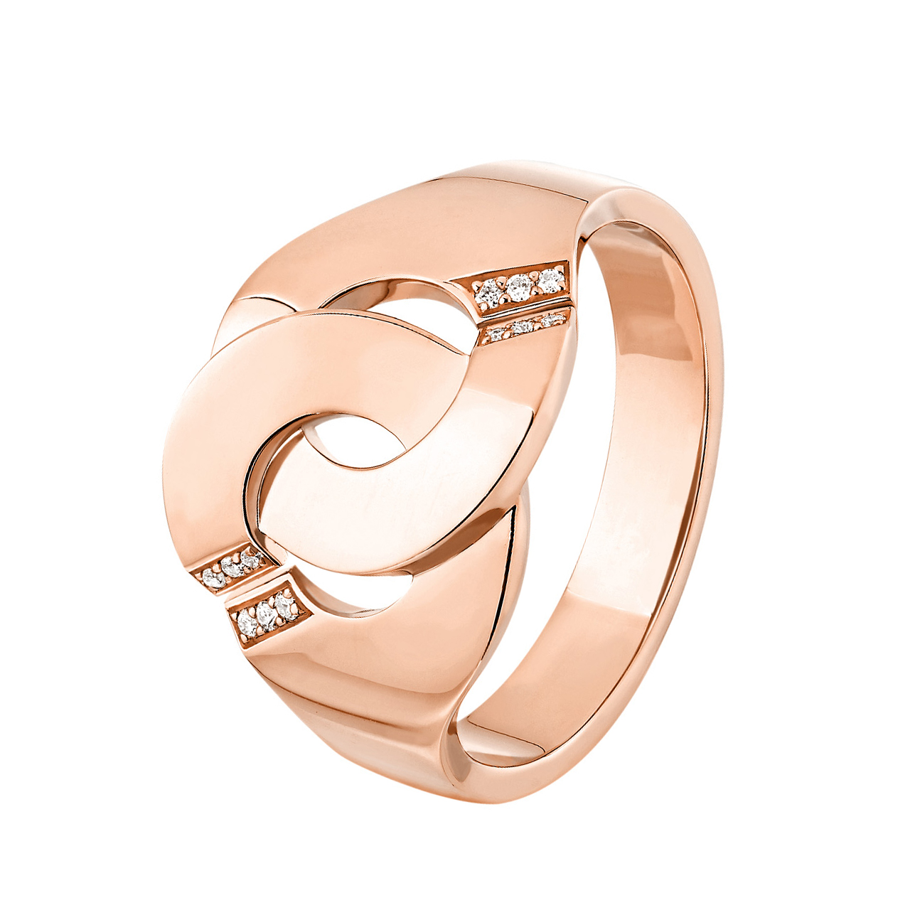 Bague Menottes dinh van R12 en or rose et diamants | LEPAGE