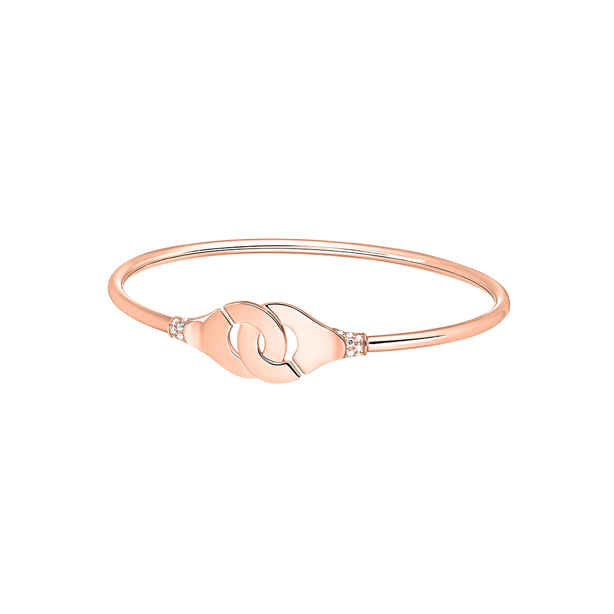 Bracelet Menottes dinh van R12 en or rose et diamants | LEPAGE