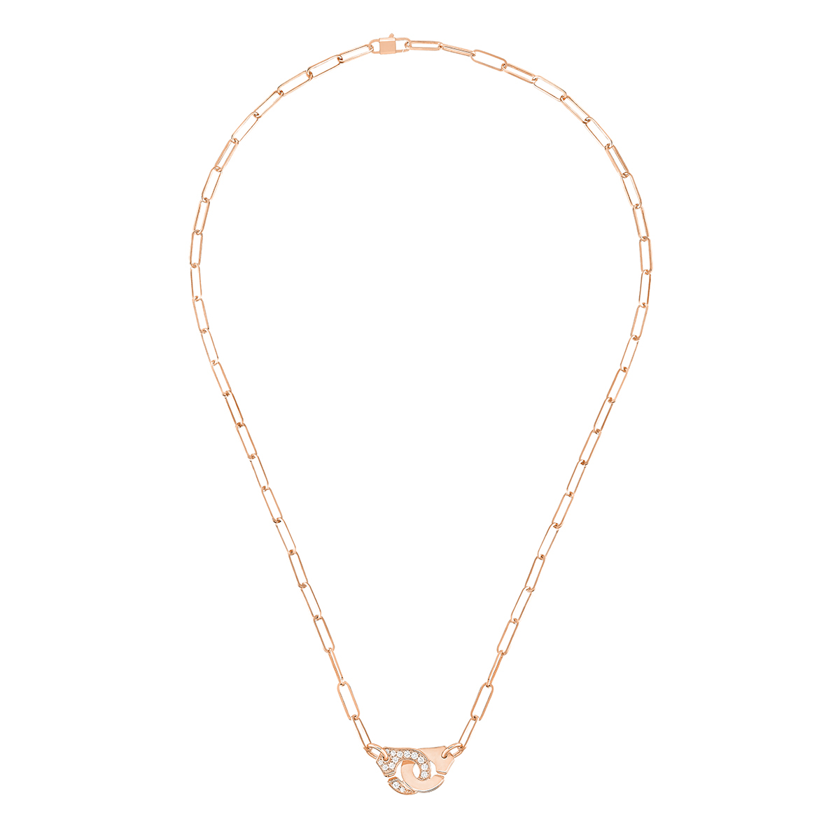 Menottes dinh van R10 necklace in rose gold and diamonds | LEPAGE