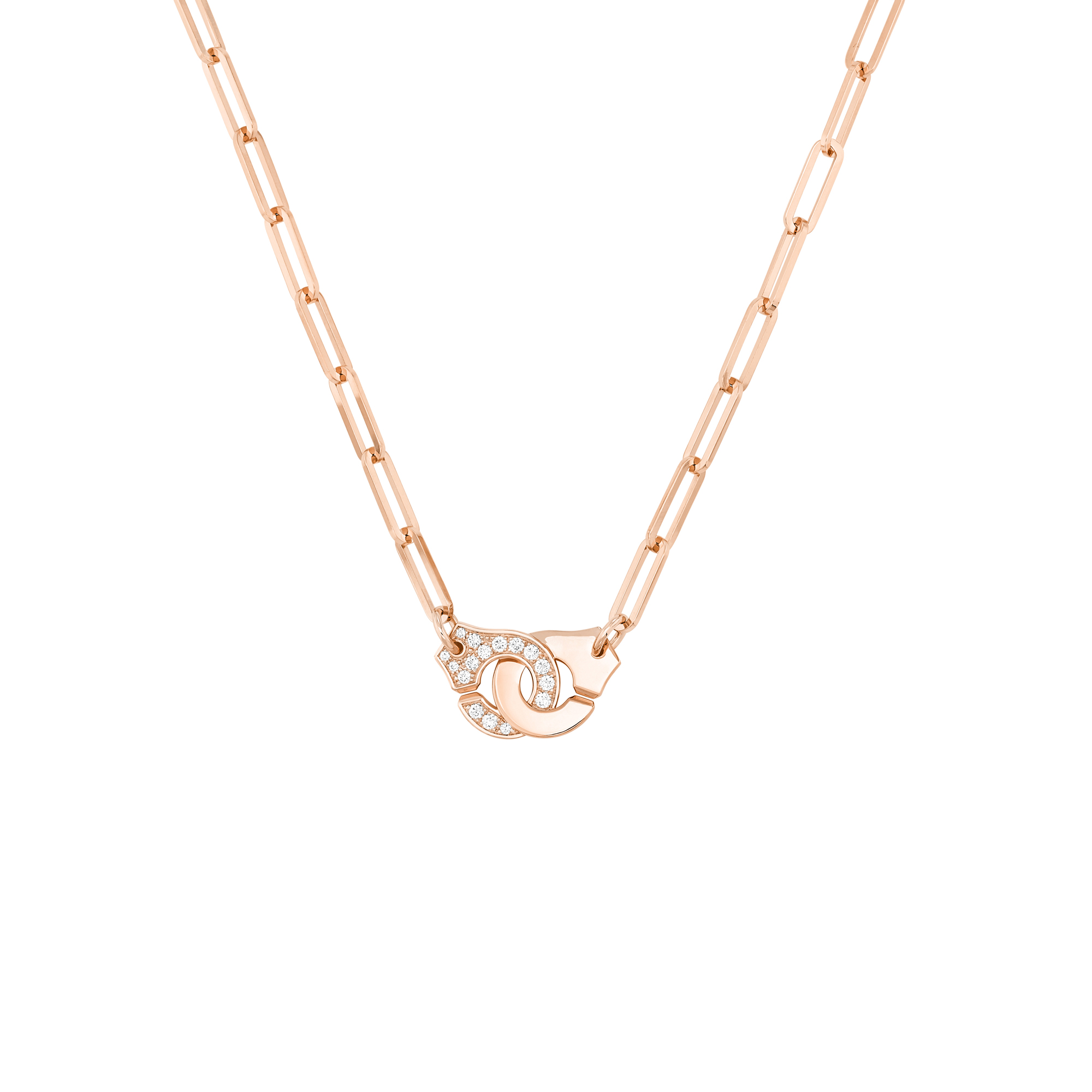 Menottes dinh van R12 necklace in rose gold and diamonds | LEPAGE