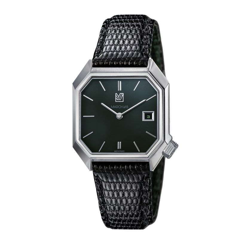 March LA.B Mansart Grall Date automatic black lizard - Lepage
