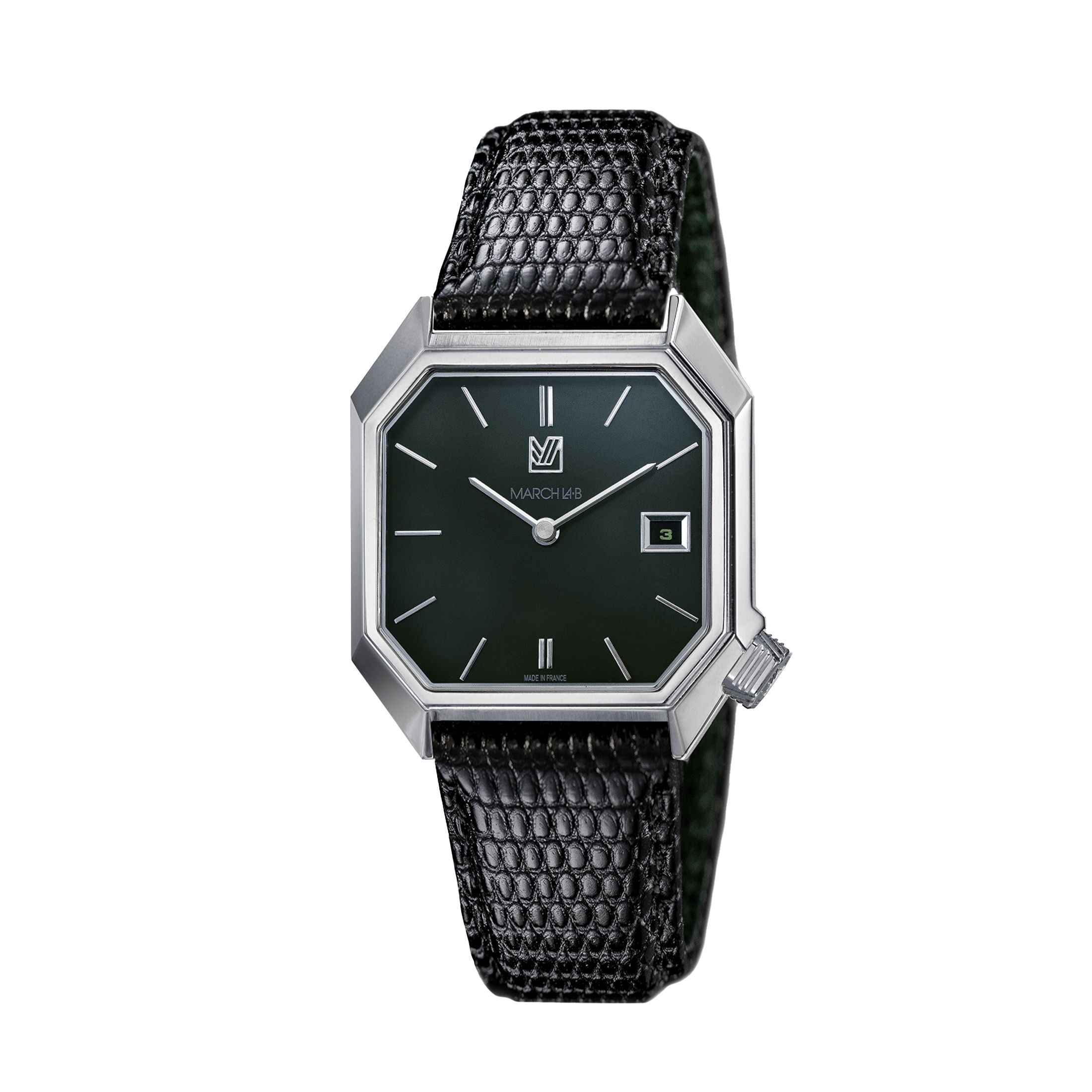 March LA.B Mansart Grall Date automatic black lizard - Lepage