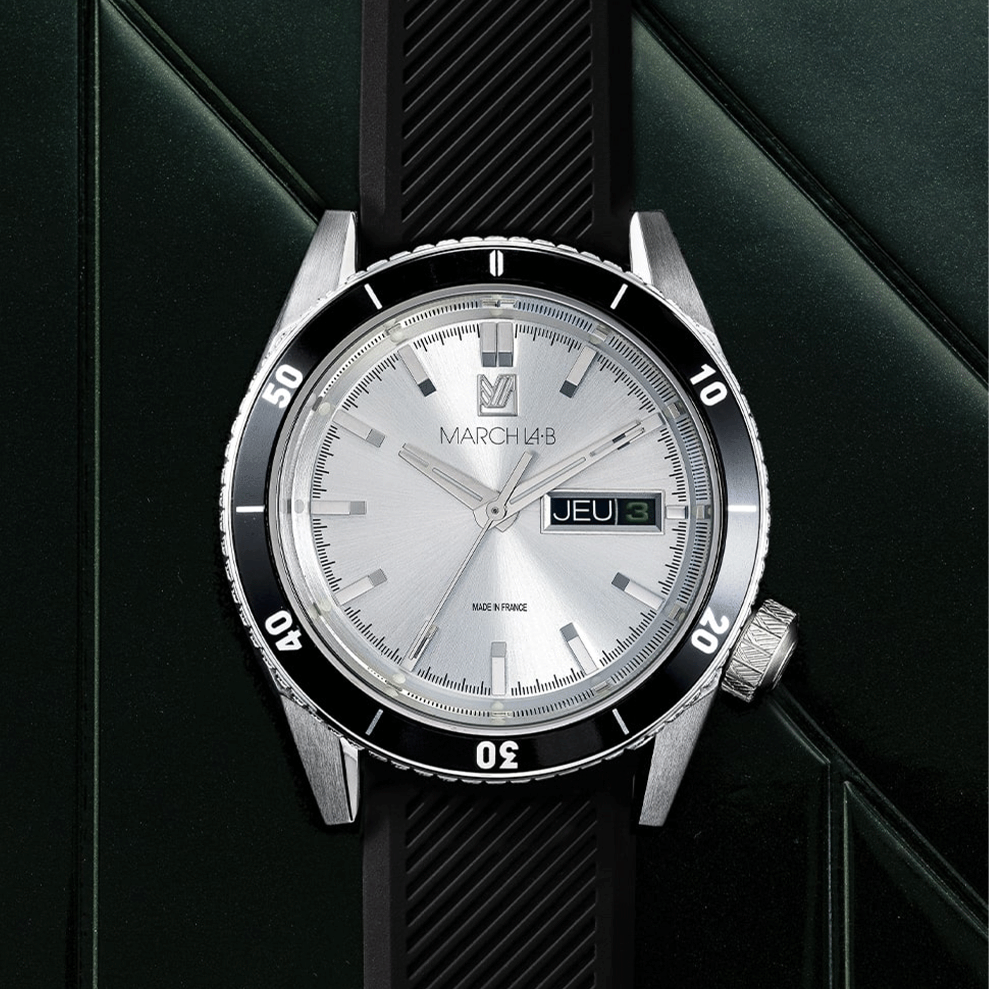 Montre March LA.B Bonzer Electrique White silicone noir - Lepage