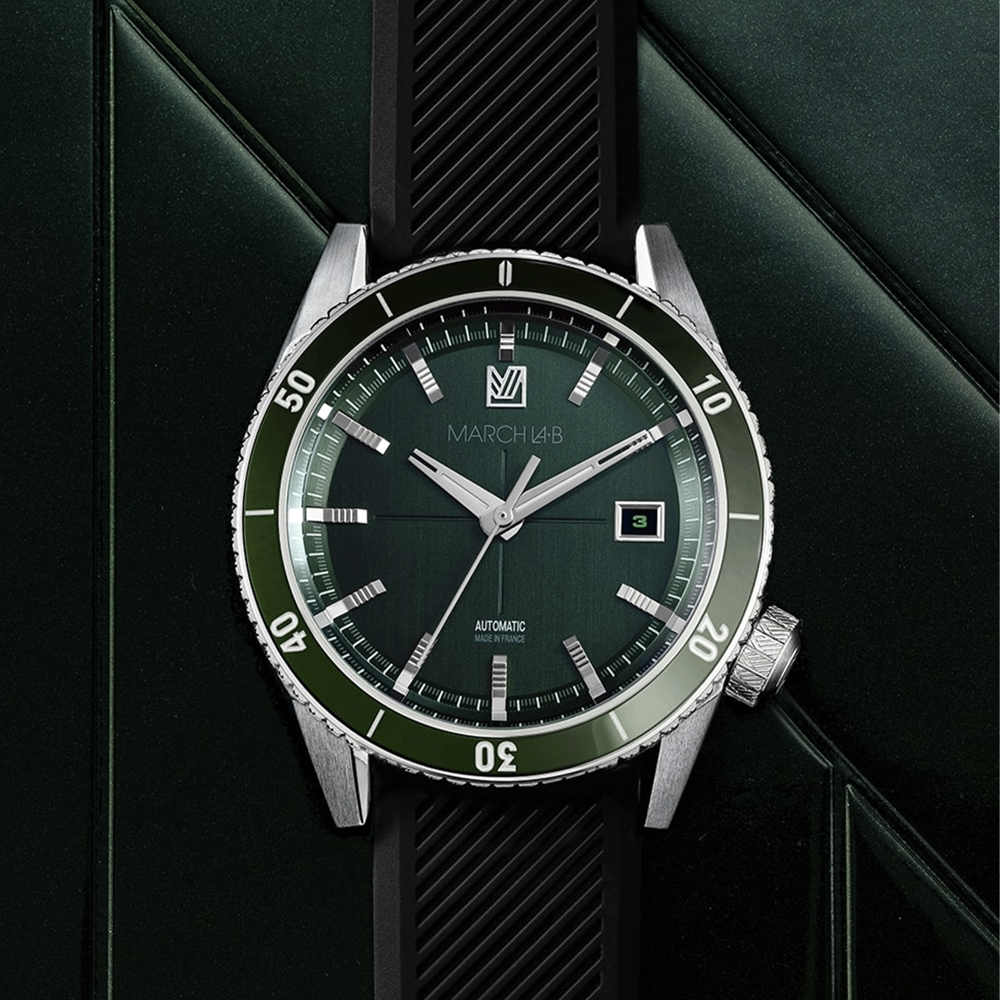 Montre March LA.B Bonzer Automatique Double Green bracelet silicone ...