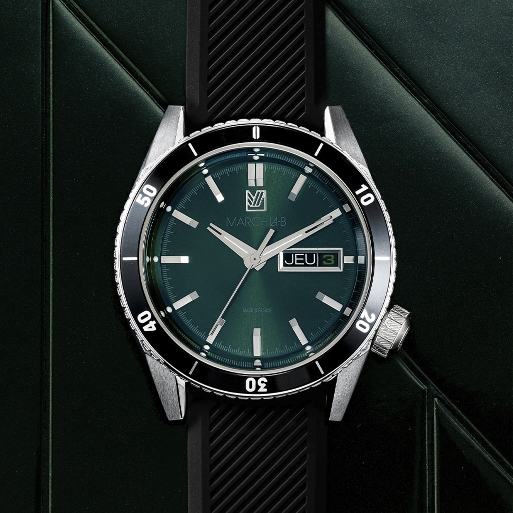 Montre March LA.B Bonzer Electrique Forest silicone noir - Lepage