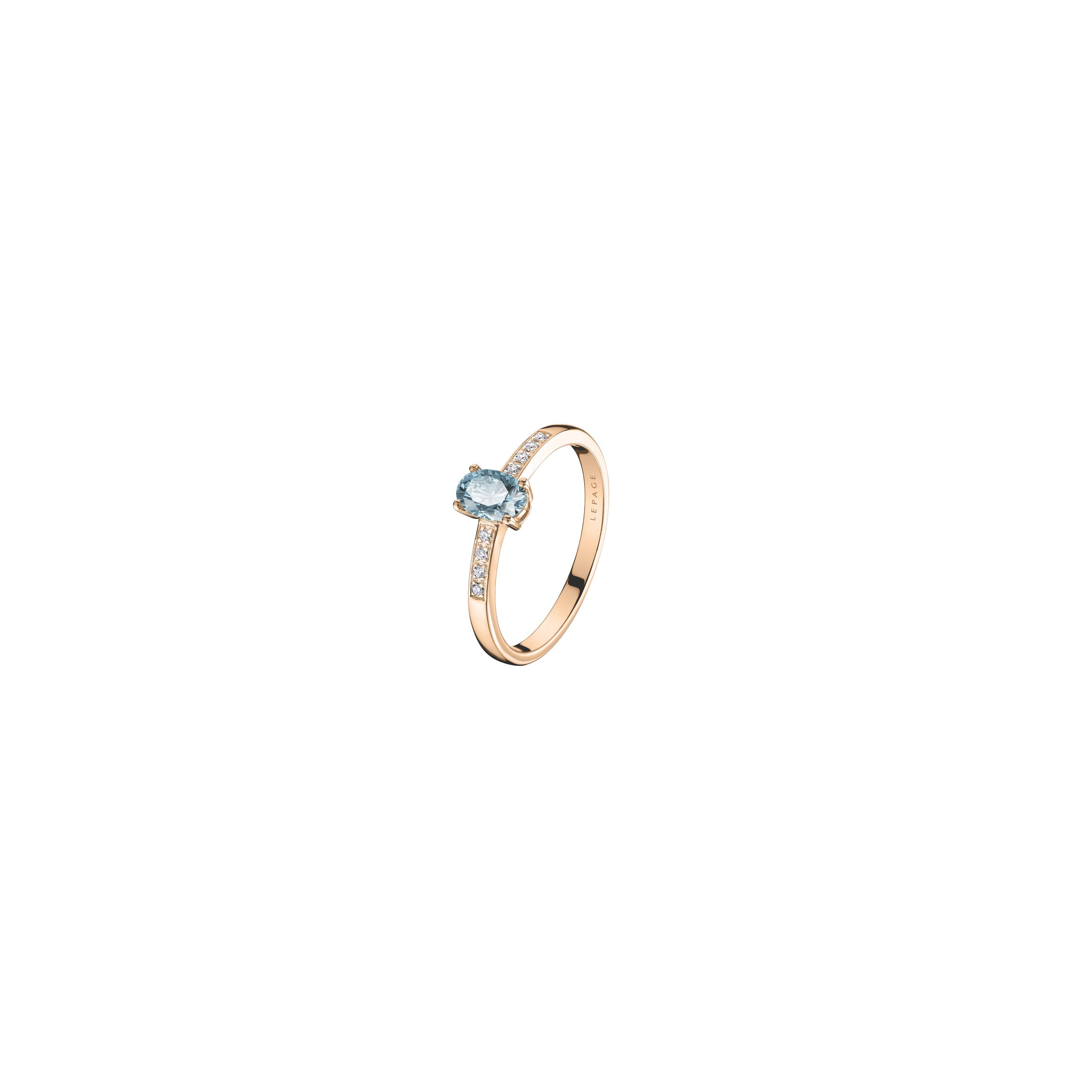 Emile engagement ring in rose gold and aquamarine | LEPAGE