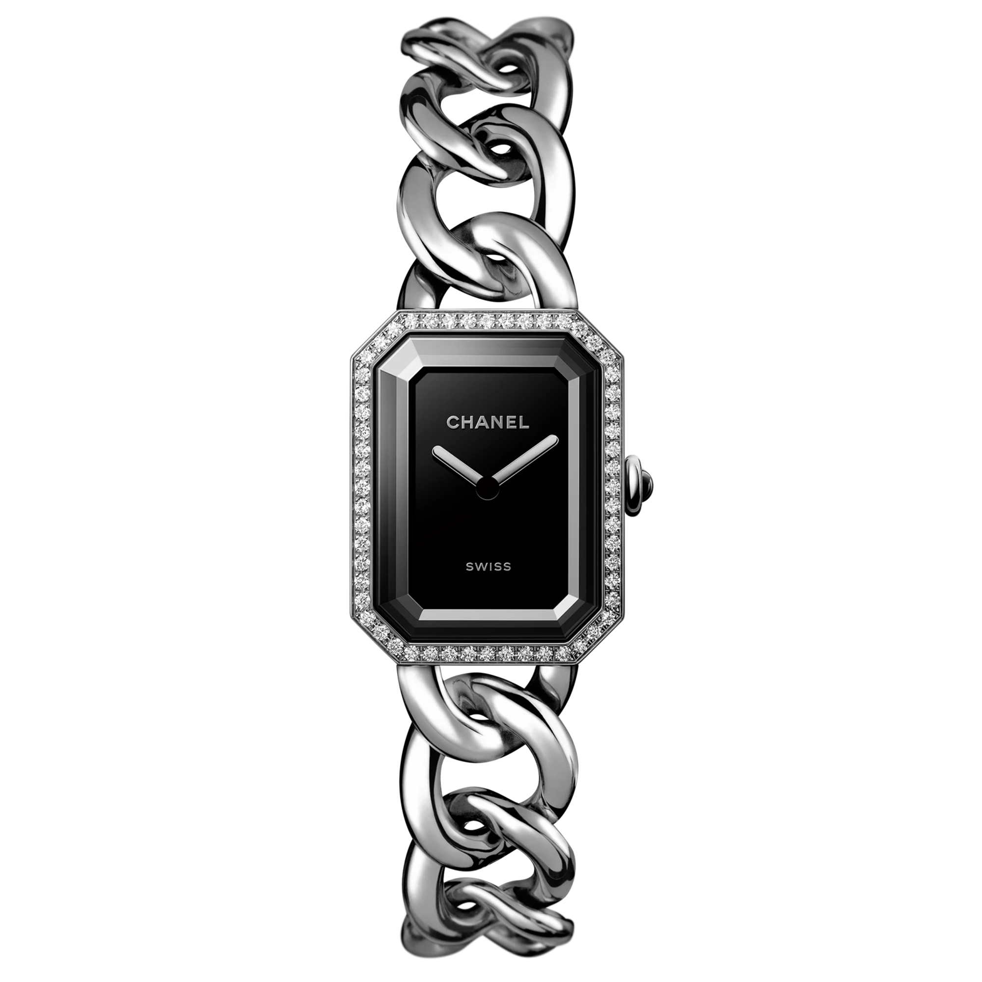 Watch CHANEL Première Chaîne Gourmette quartz with set bezel Large ...