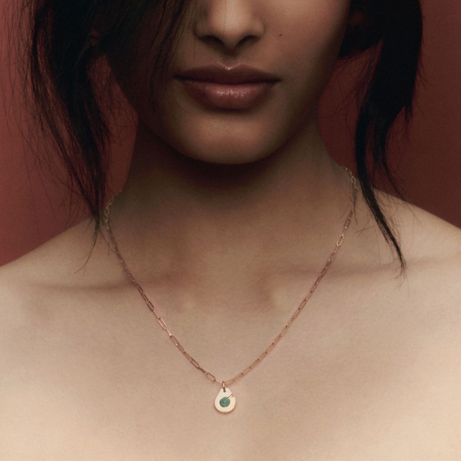 Collier Menottes dinh van R10 or jaune chrysoprase 667611 | LEPAGE