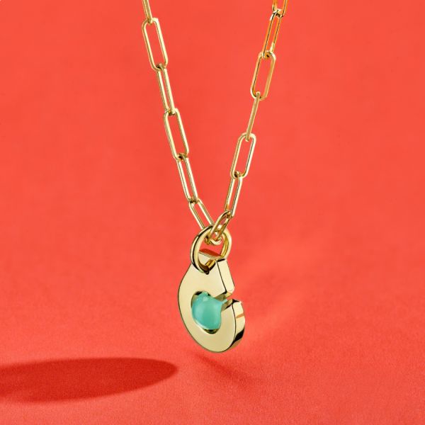 Collier Menottes dinh van R10 or jaune chrysoprase 667611 | LEPAGE