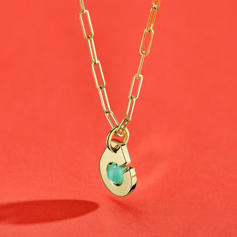 Menottes dinh van R10 necklace yellow gold chrysoprase 667611 | LEPAGE