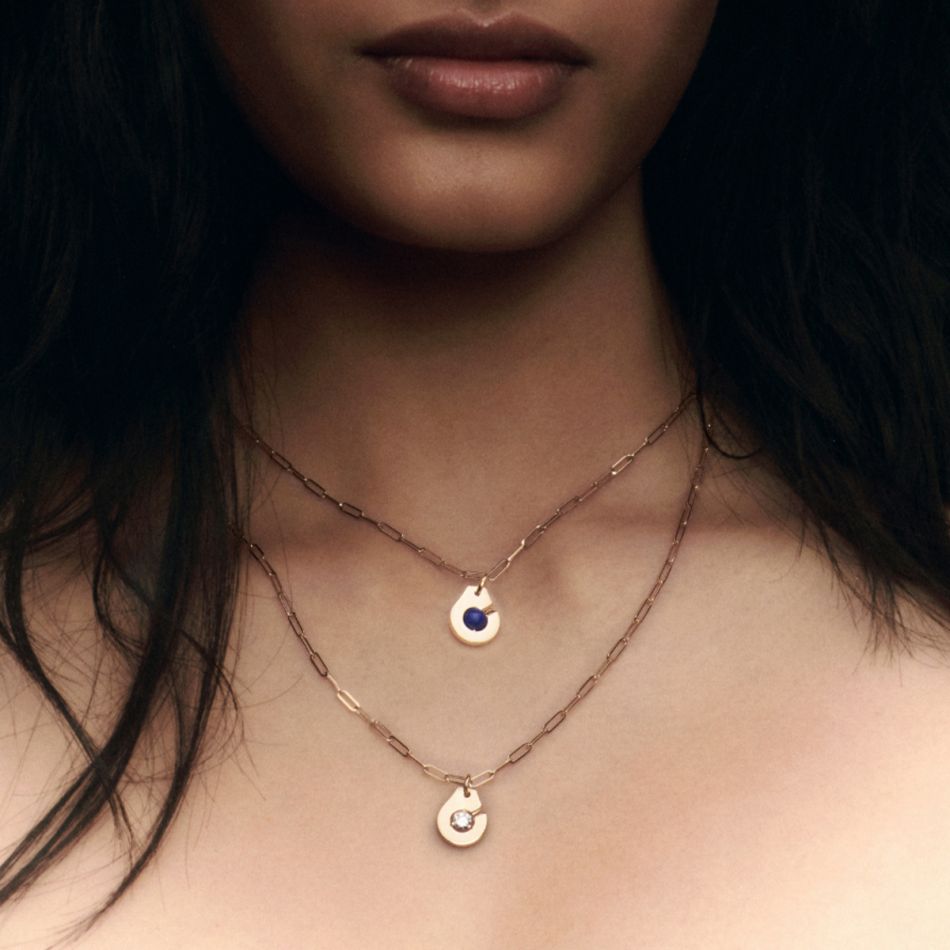 Menottes dinh van R10 necklace yellow gold lapis lazuli 667631 | LEPAGE