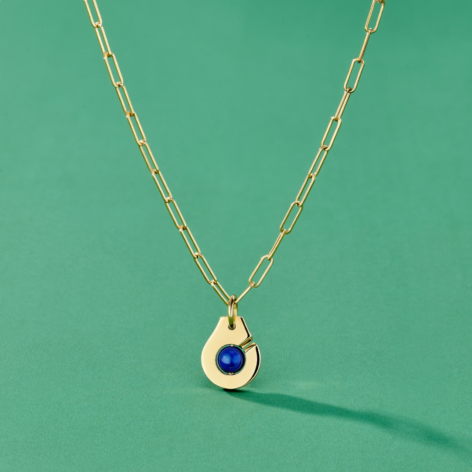Menottes dinh van R10 necklace yellow gold lapis lazuli 667631 | LEPAGE