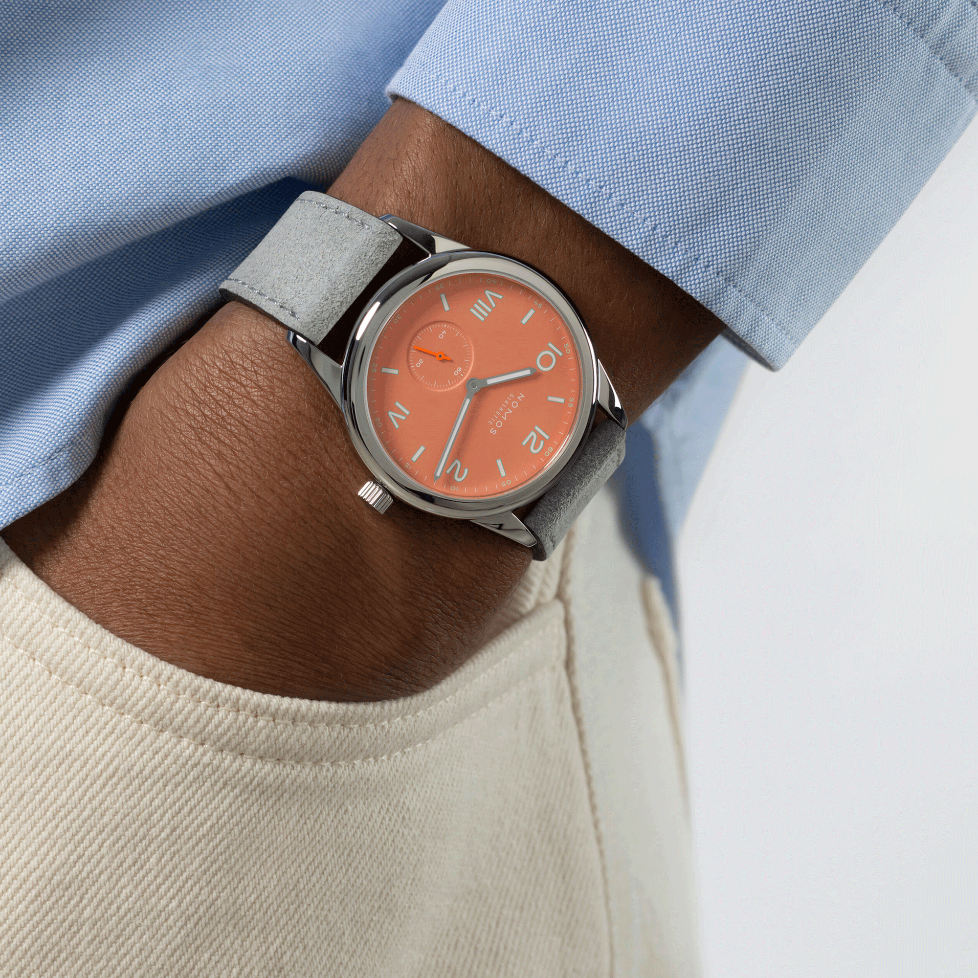 Montre Nomos Club Campus Cream Coral mécanique 38,5 mm 725 - Lepage