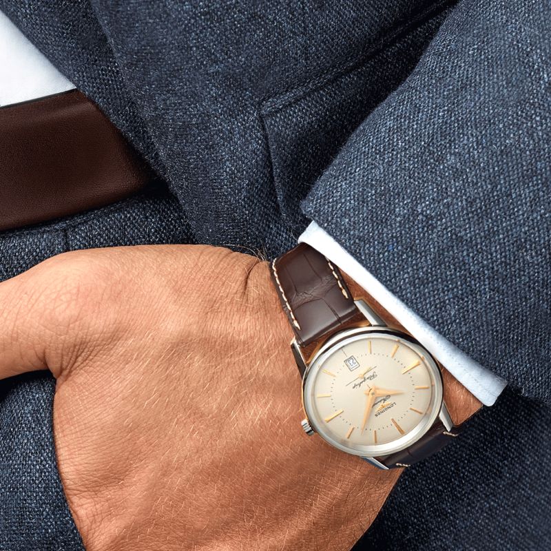 Longines Heritage Flagship automatic leather watch L47954782 - Lepage