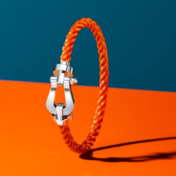 Bracelet Force 10 or blanc grenat mandarin câble terracotta | FRED X ...