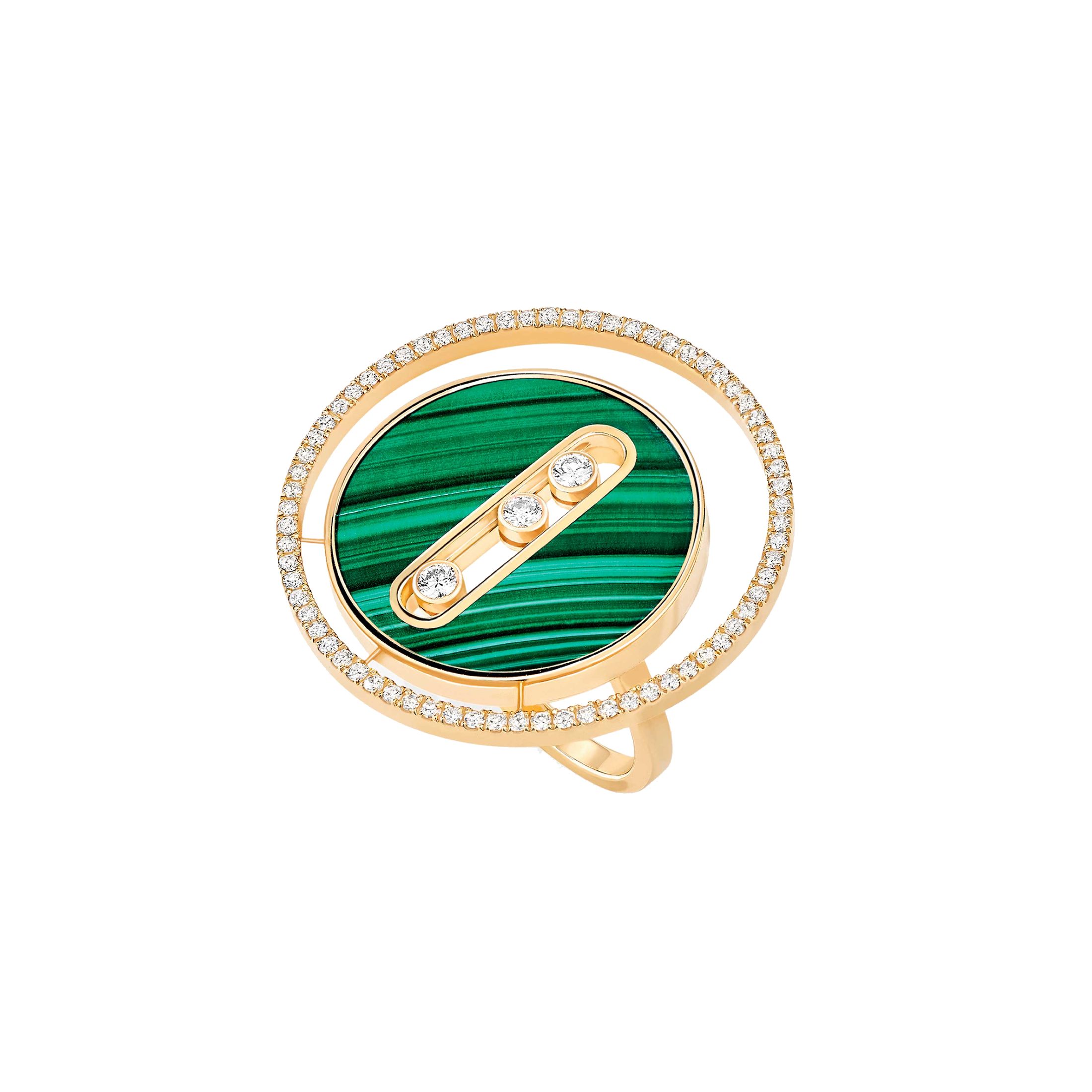 Messika Lucky Move GM ring in yellow gold, malachite and diamonds | Lepage
