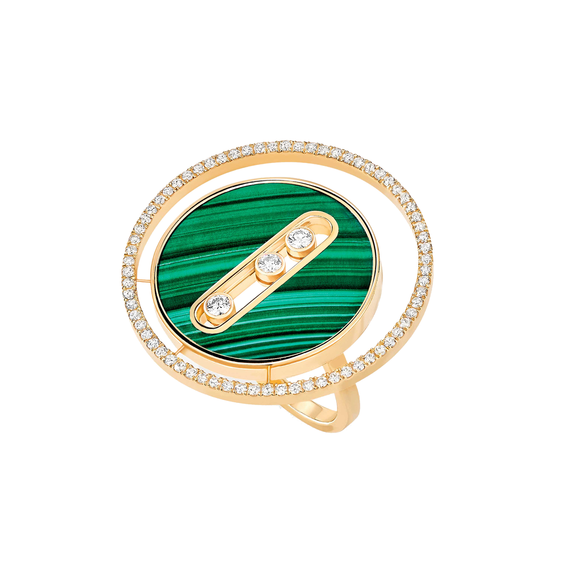 Messika Lucky Move GM ring in yellow gold, malachite and diamonds | Lepage