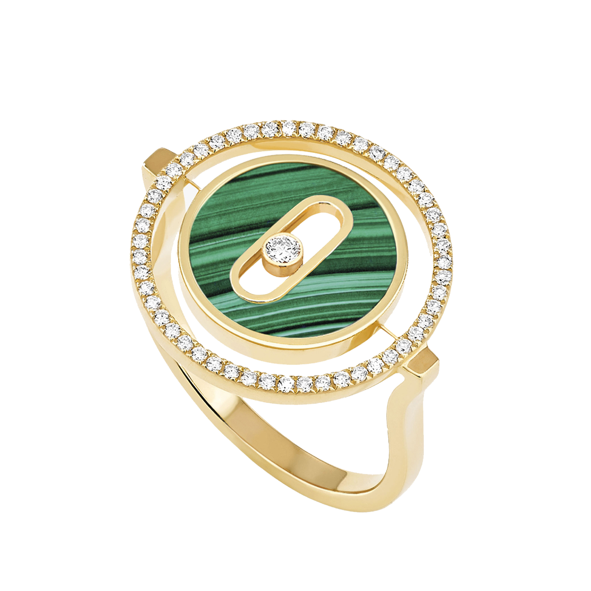 Bague Messika Lucky Move PM en or jaune, malachite et diamants - Lepage