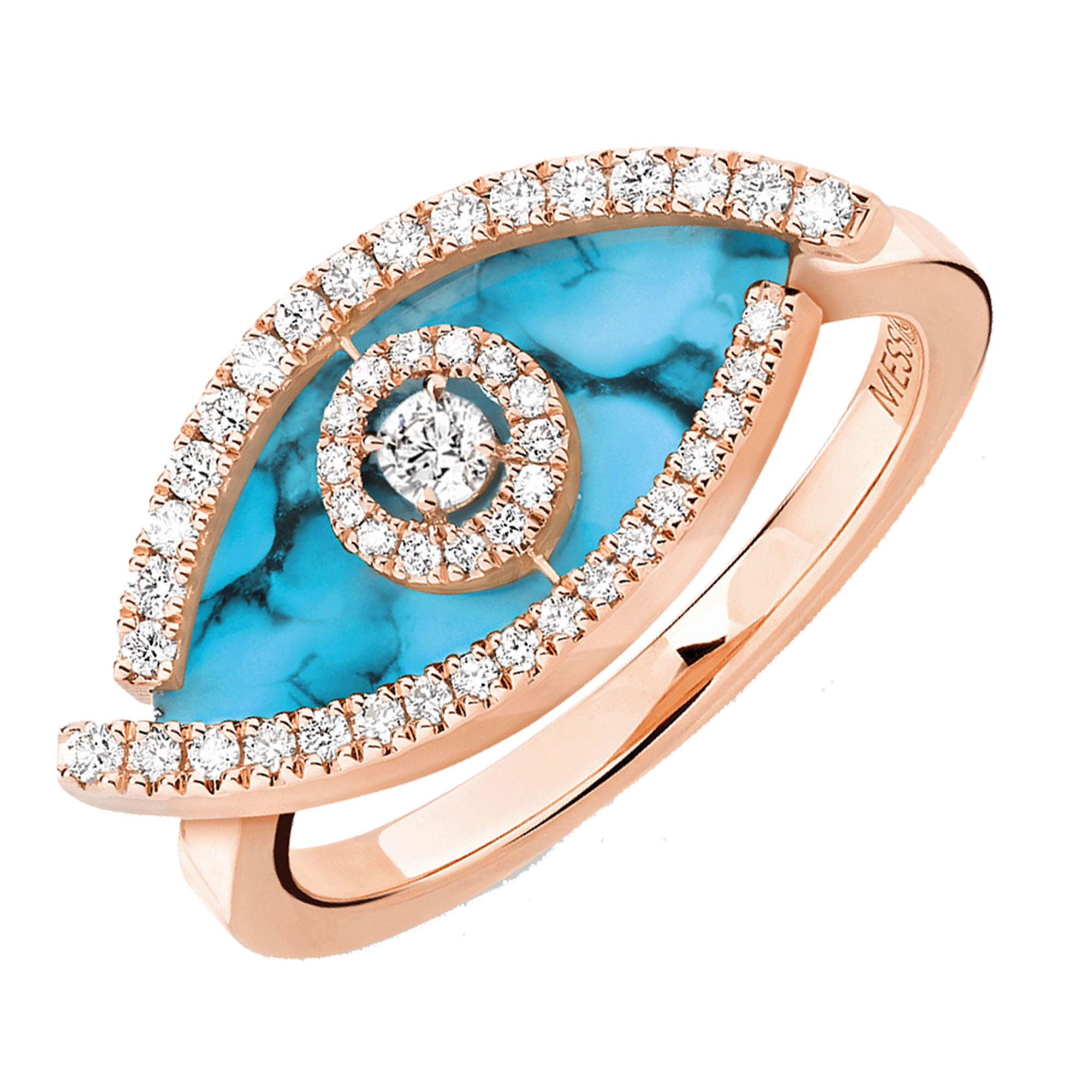 Messika Lucky Eye ring in yellow gold, turquoise and diamonds | Lepage