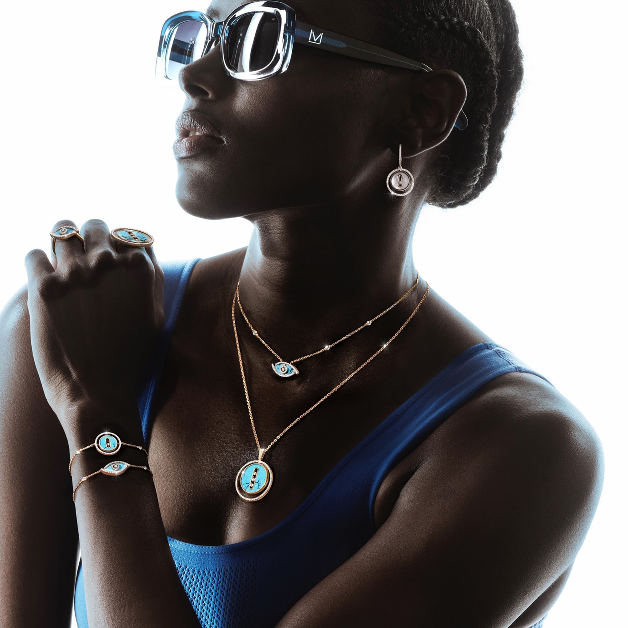 Messika Lucky Eye ring in yellow gold, turquoise and diamonds | Lepage