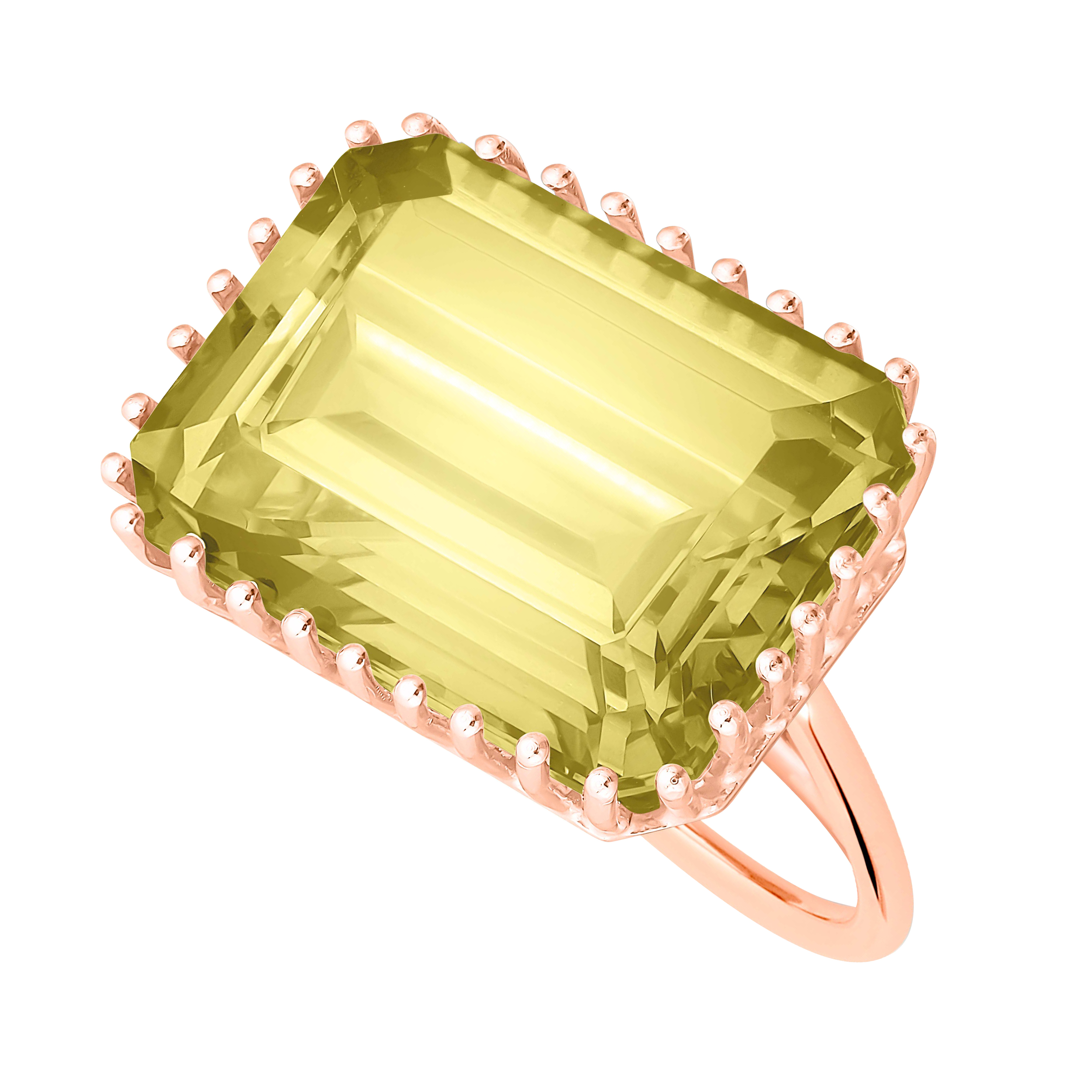 Bague Ginette NY Jumbo Cocktail en or rose et quartz lemon | Lepage