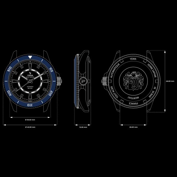 Yema Sous-Marine automatic 40,5 mm Watch YSMA23G-GGRBS - Lepage