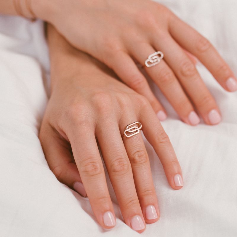 Tandem Ring large model pink gold and diamonds SORLU1DXXP - So Shocking