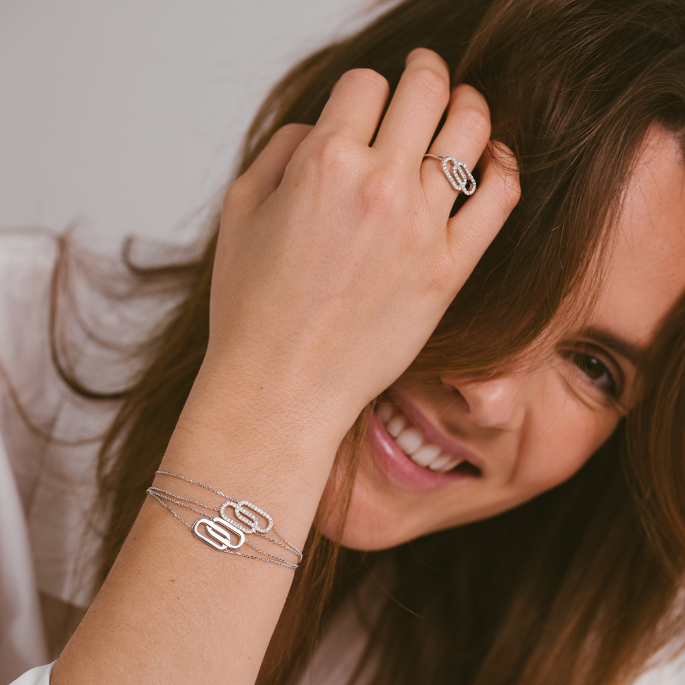 Tandem Ring large model pink gold and diamonds SORLU1DXXP - So Shocking