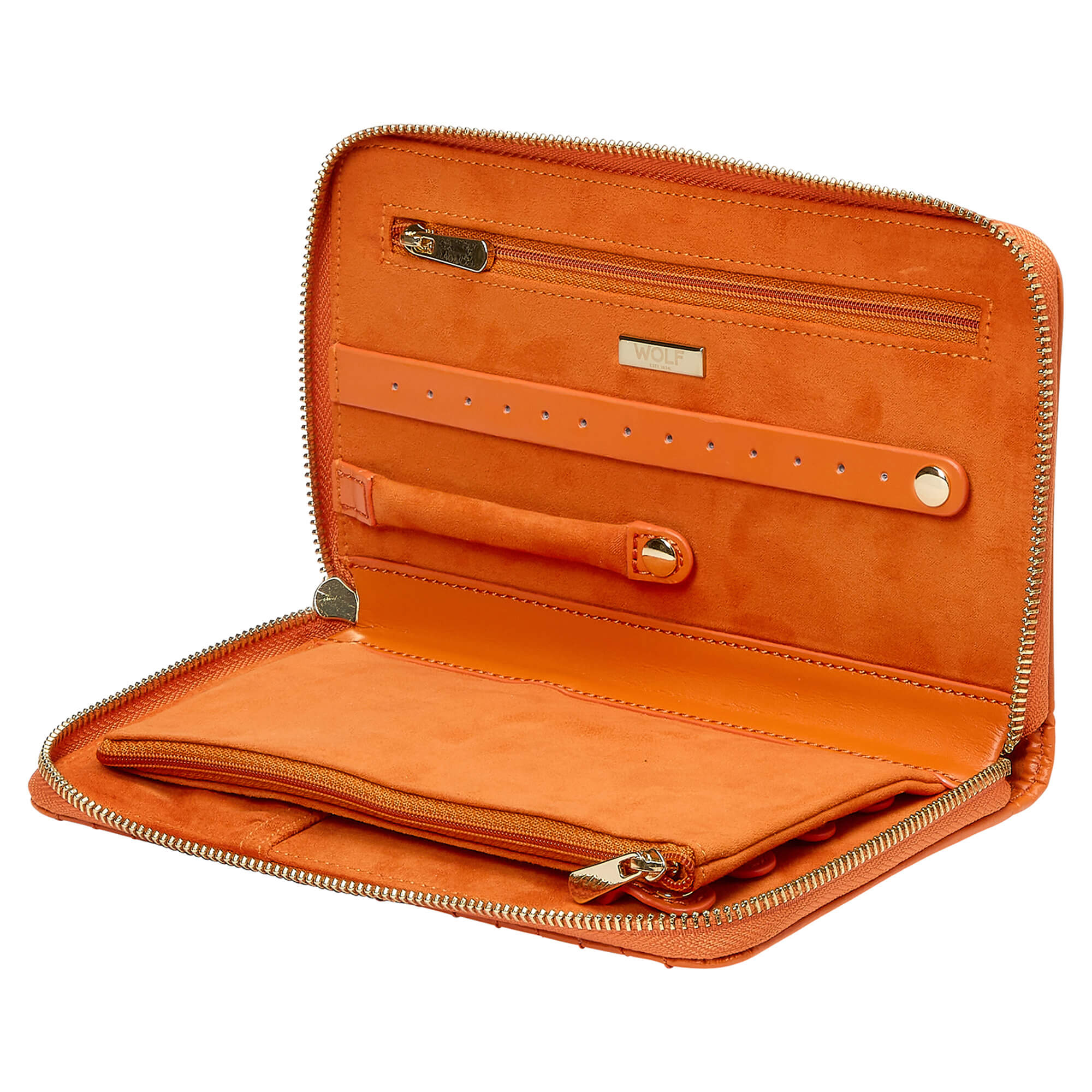 Pochette à bijoux Wolf Maria cuir mandarine | LEPAGE