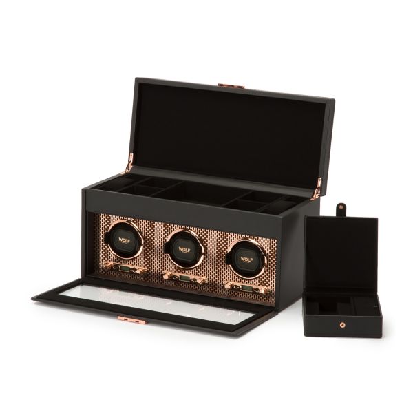Axis Copper Triple Watches Winder with storage | Wolf 1834 - Lepage