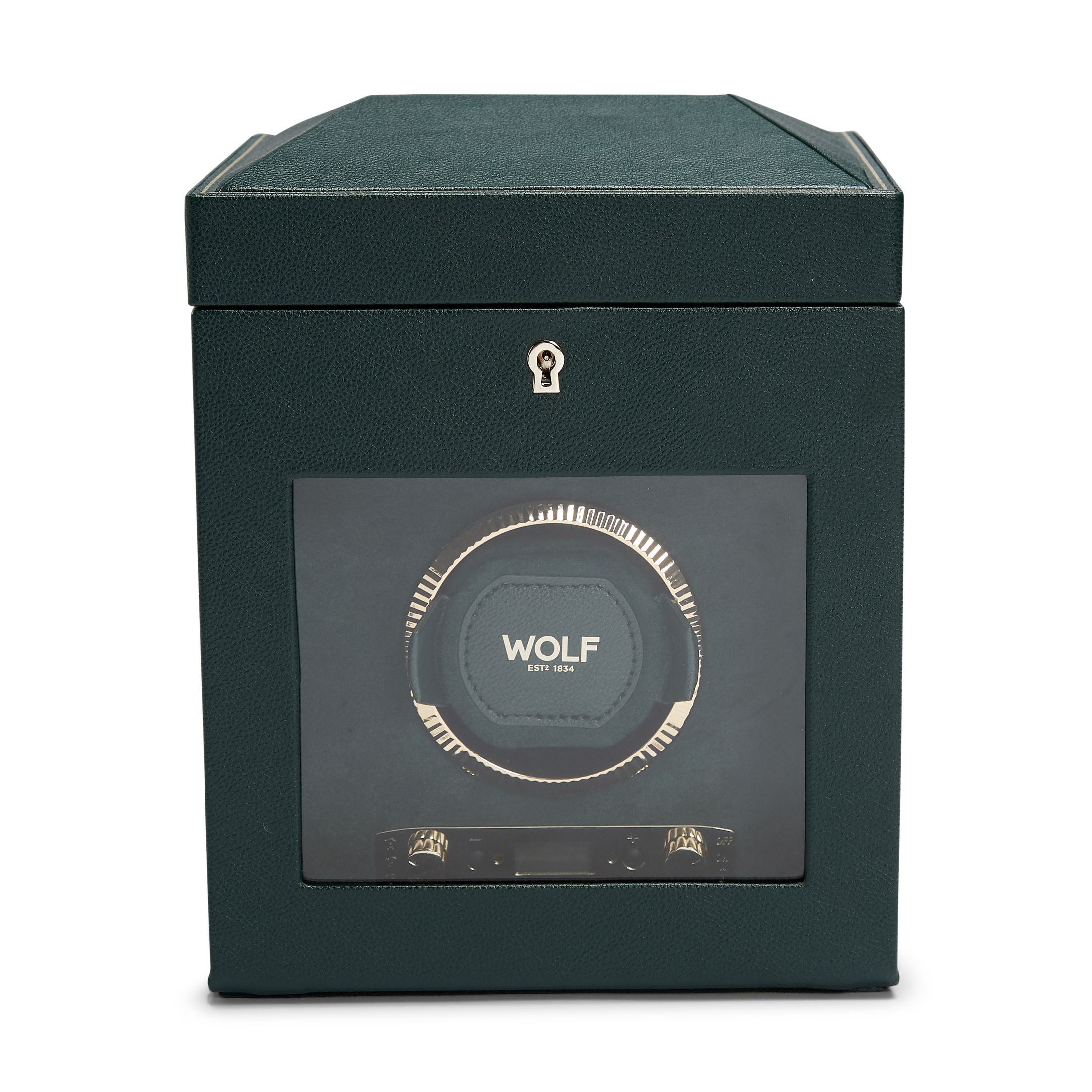 British Racing Green Single Watch Winder with storage | Wolf 1834 - Lepage