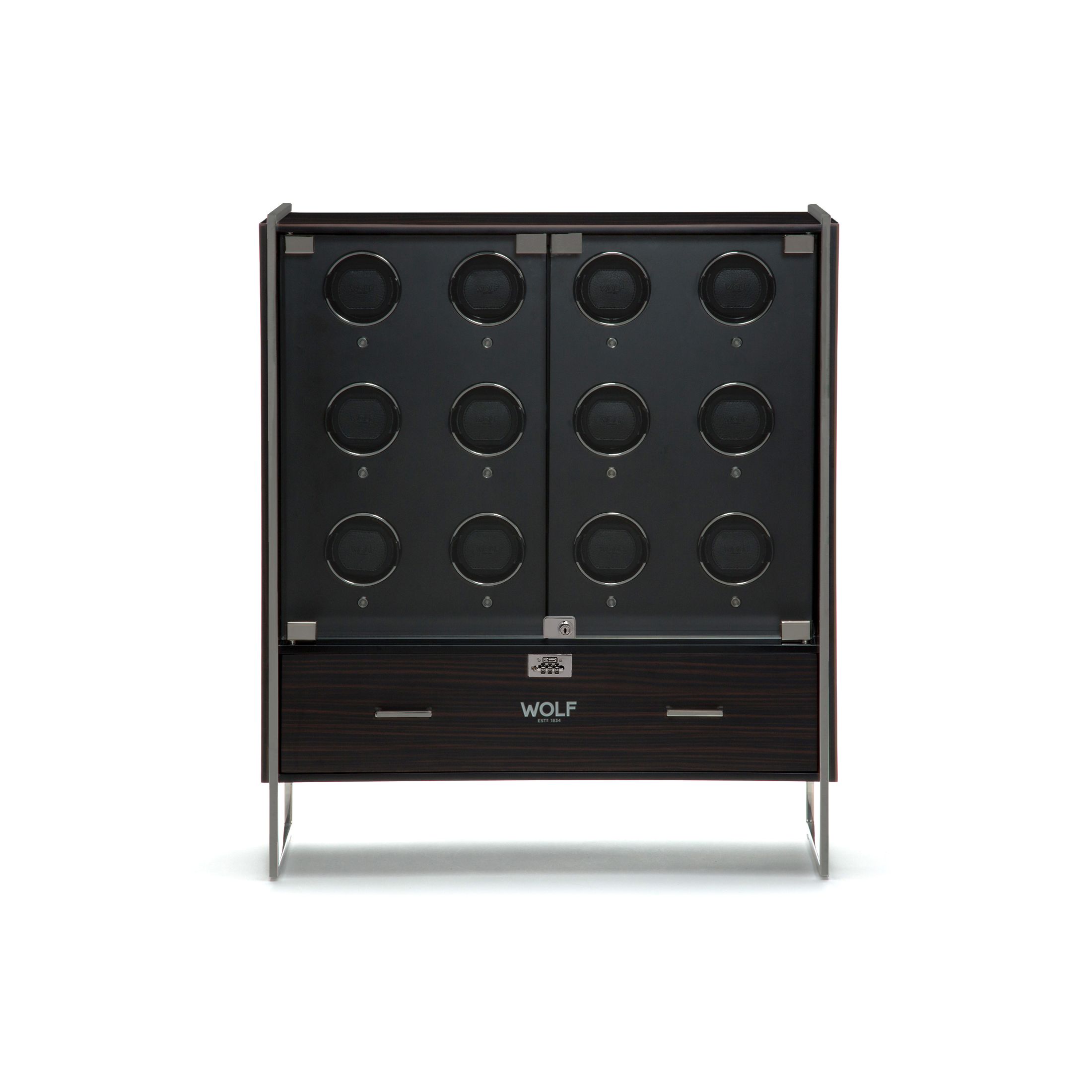 Regent 12 watches Cabinet Winder Matte Zebra | Wolf 1834 - Lepage