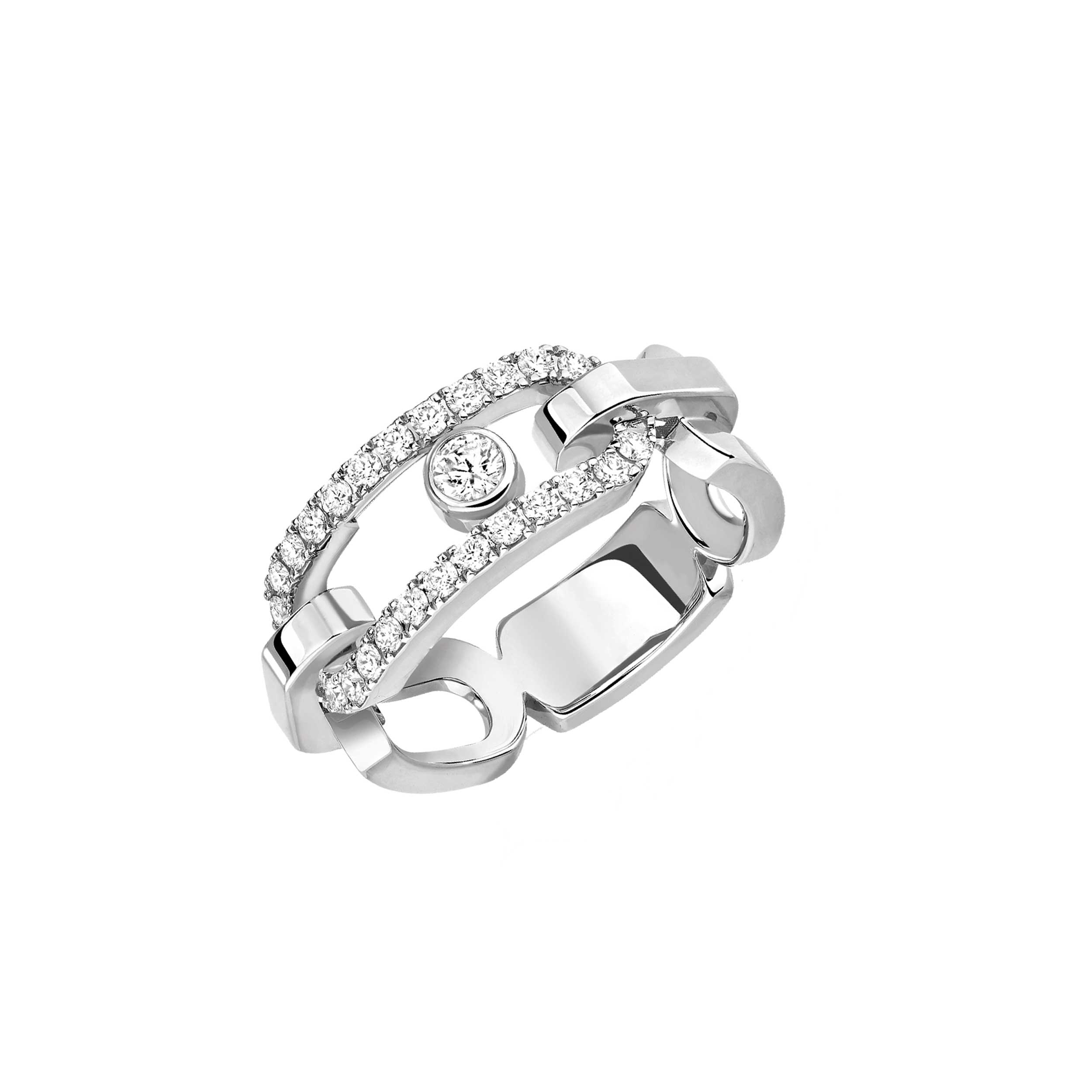 Bague Messika Move Link en or blanc et diamants - Lepage