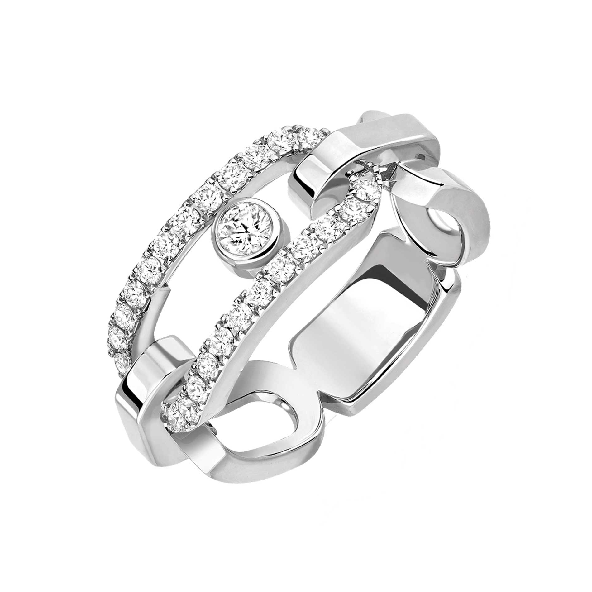 Bague Messika Move Link en or blanc et diamants - Lepage