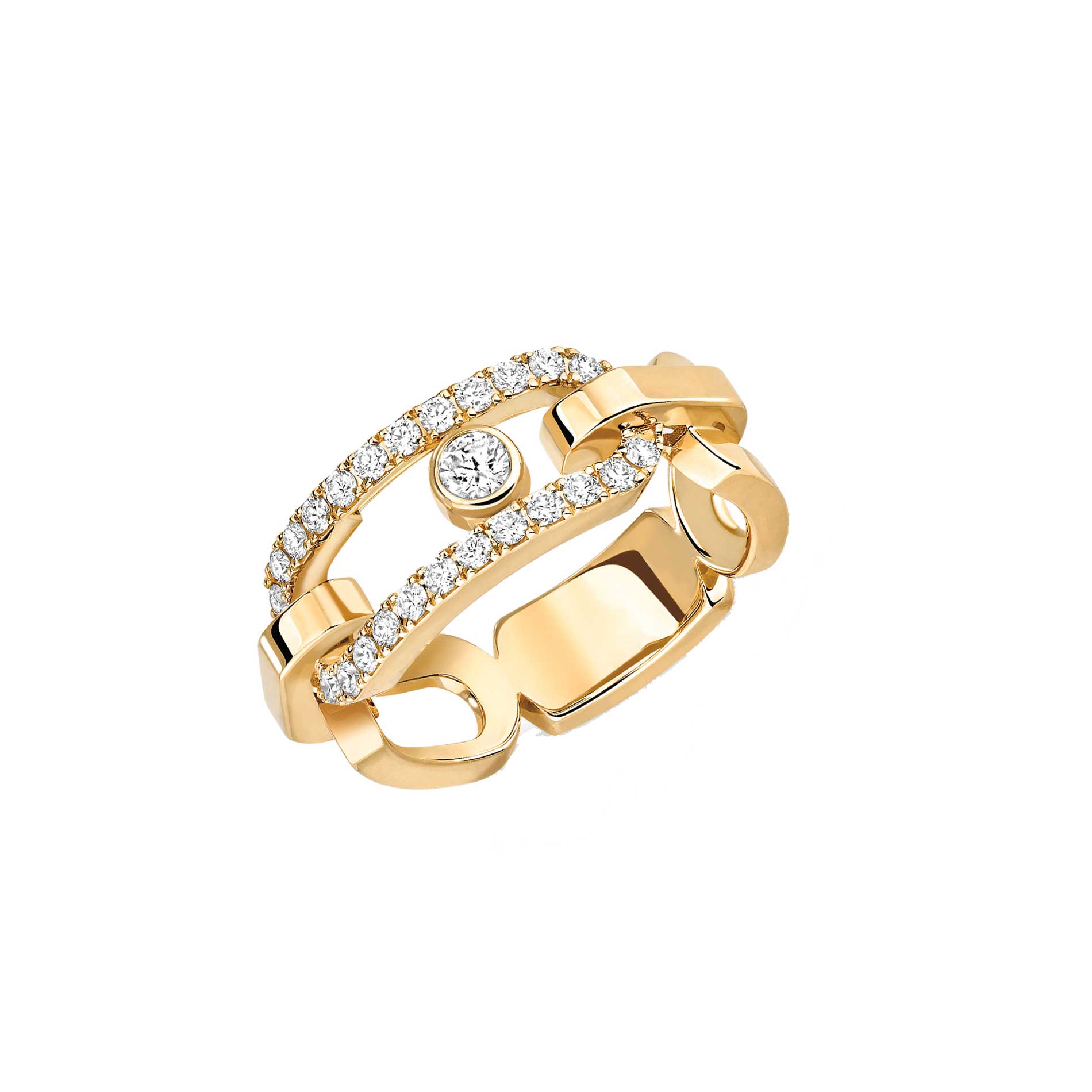 Messika Move Link Ring in yellow gold and diamonds - Lepage