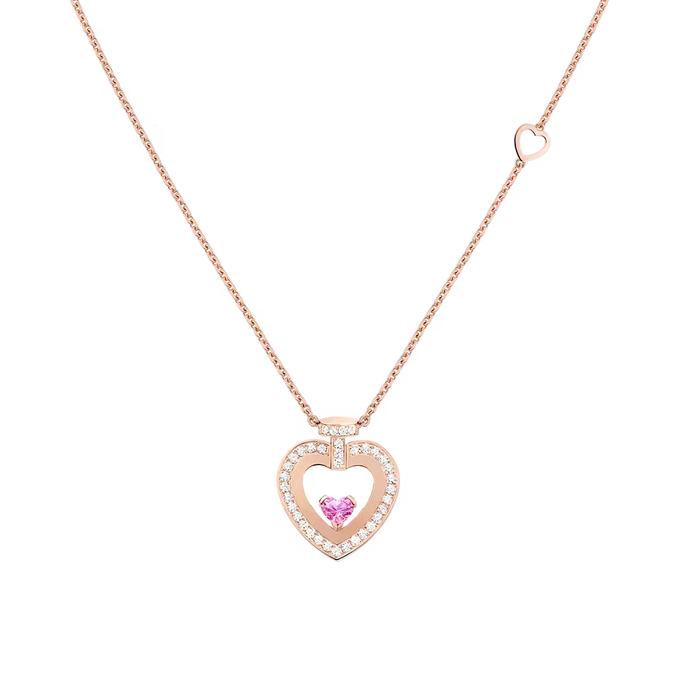 Collier FRED Pretty Woman moyen modèle en or rose, diamants et saphir ...