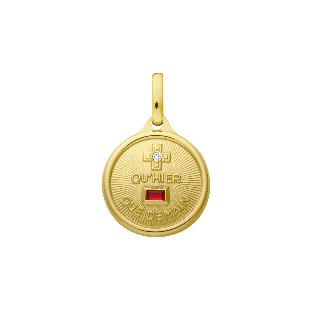 Augis Amour L'Essentielle small model medal in yellow gold and diamond ...