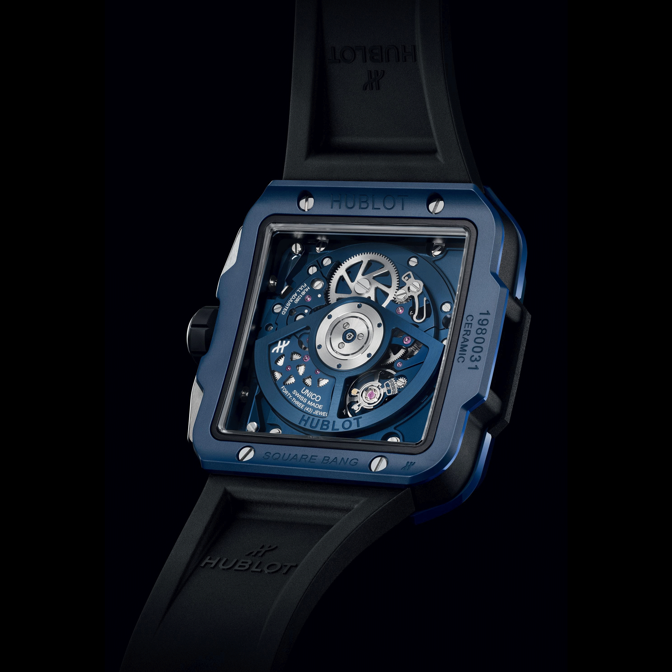 Hublot Square Bang Unico Ceramic Blue Watch 821.EX.5170.RX - Lepage